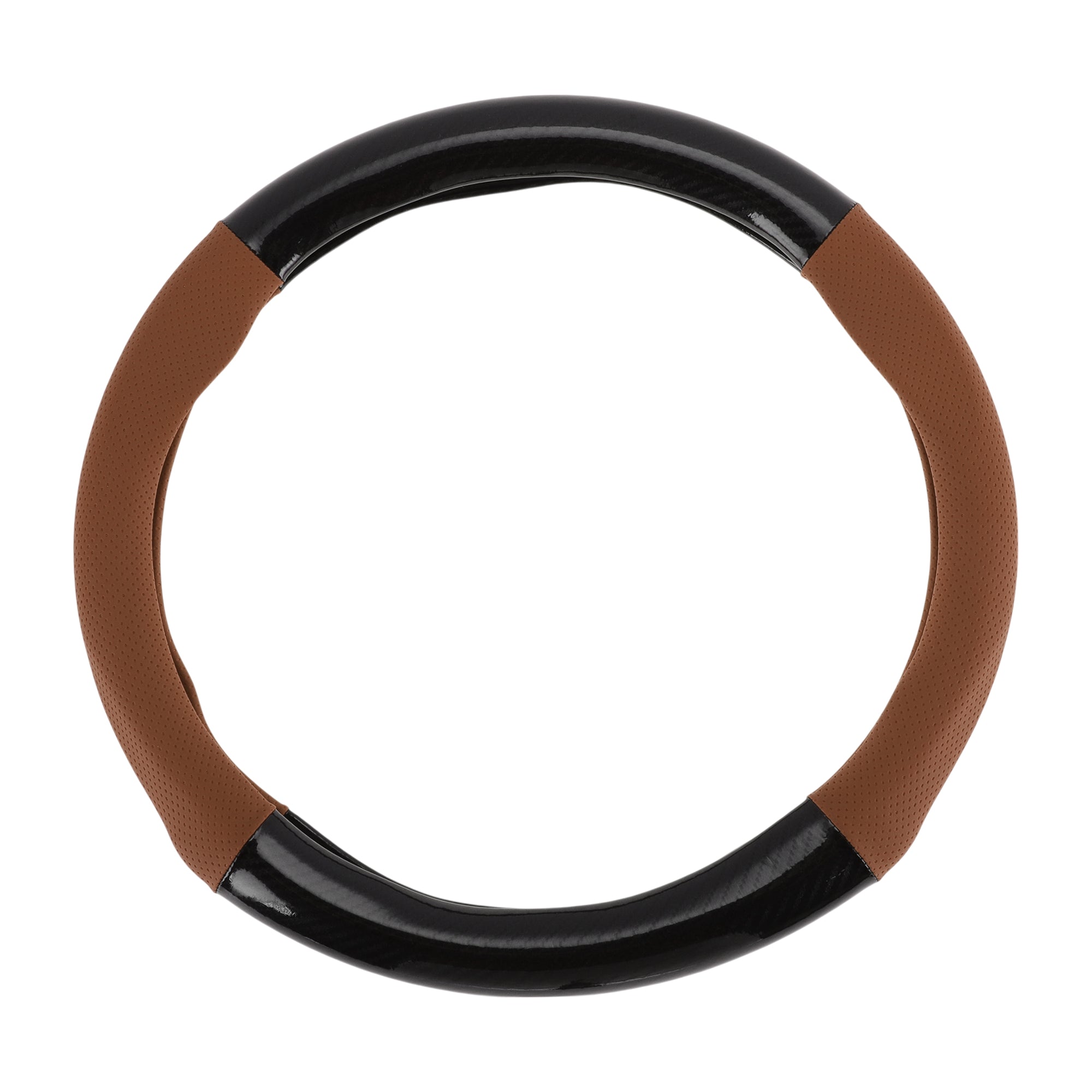 PU Artificial Leather Steering Wheel Cover ABS 14.96" Black Light Brown ...