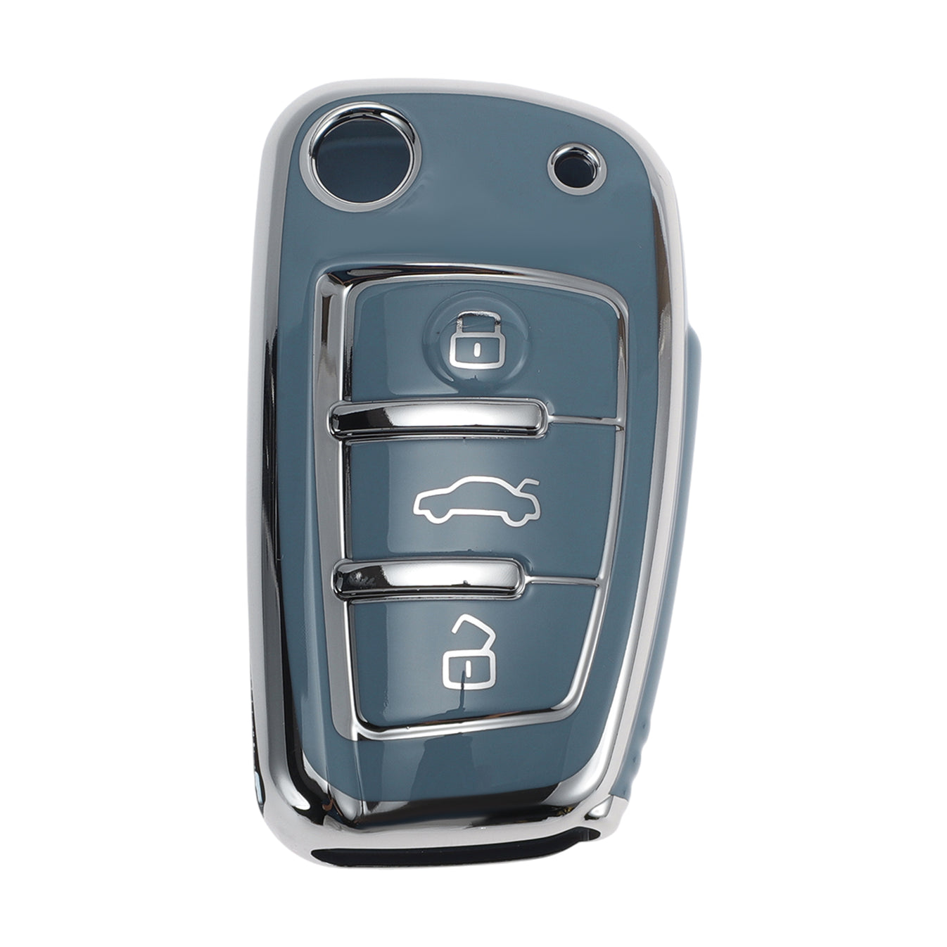 Slate Blue Silver Tone Edge TPU Car Key Case for Audi A1-3 Buttons ...