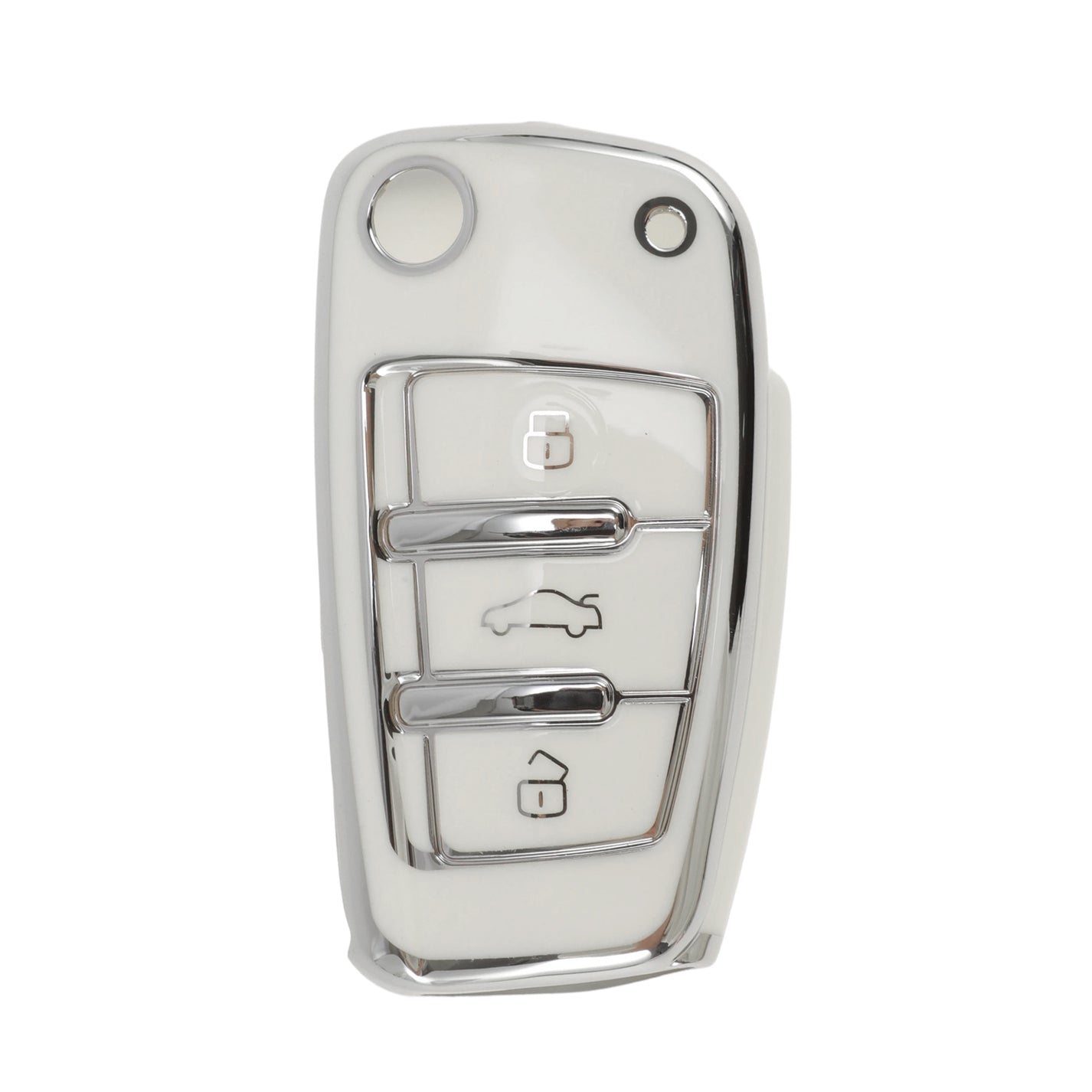 Flip Key - White Silver Tone TPU Silicone Car Key Case for Audi A1 - 3 ...